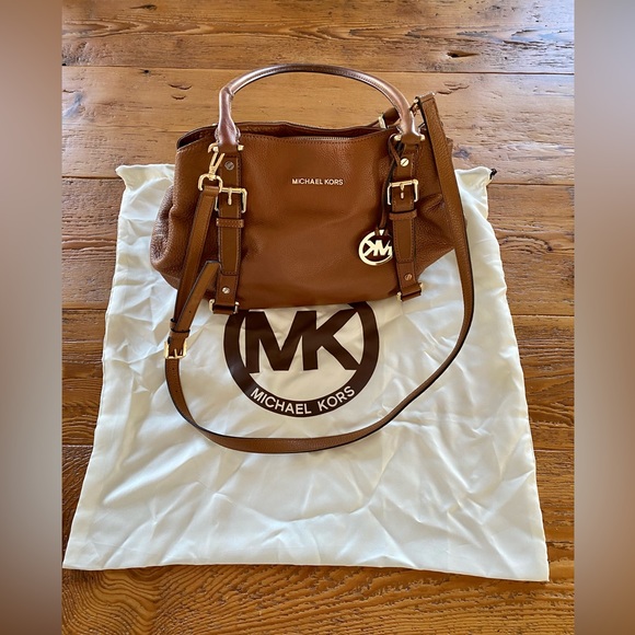 Michael Kors | Bags | Michael Kors Purse Brown Leather With Gold Toned ...